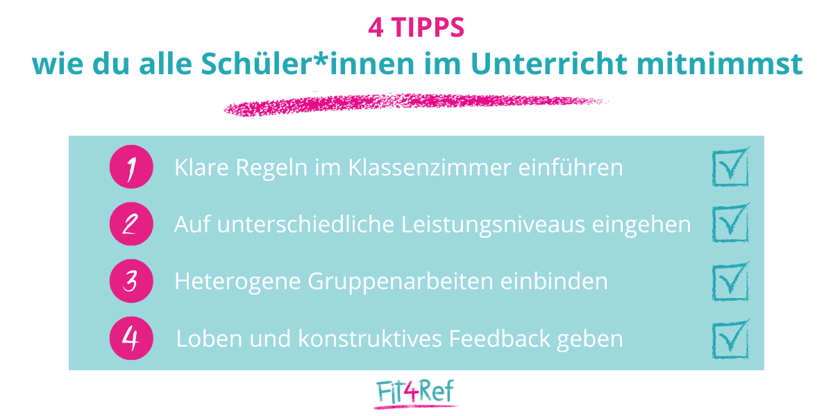 Tipps, wie du alle Schüler*innen im Unterricht mitnimmst - Fit4Ref